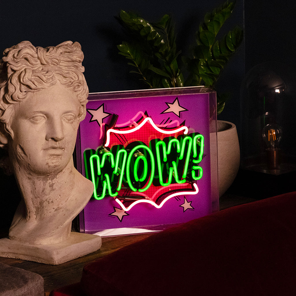 'WOW' Large Glass Neon Box Sign – Locomocean USA