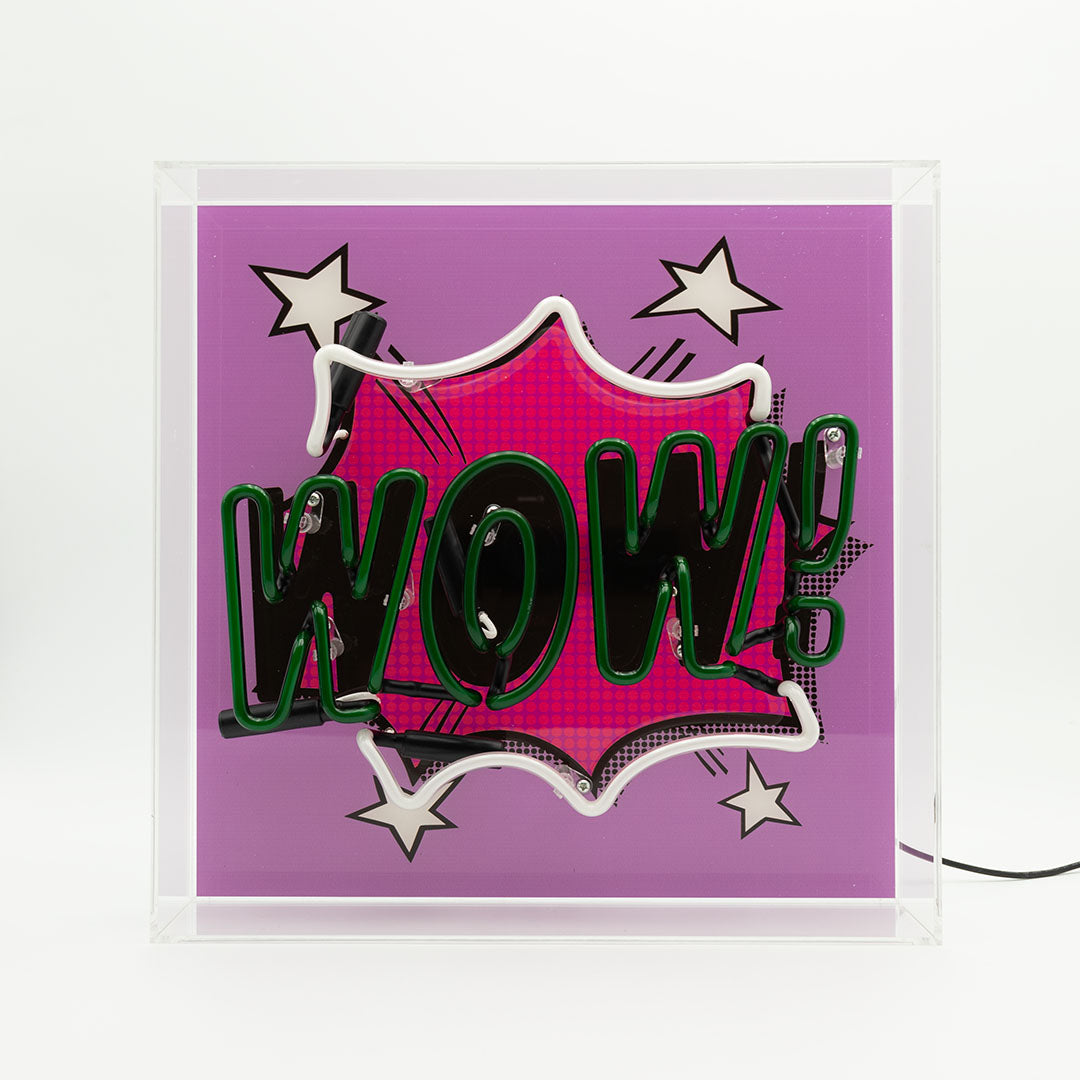 'WOW' Large Glass Neon Box Sign – Locomocean USA
