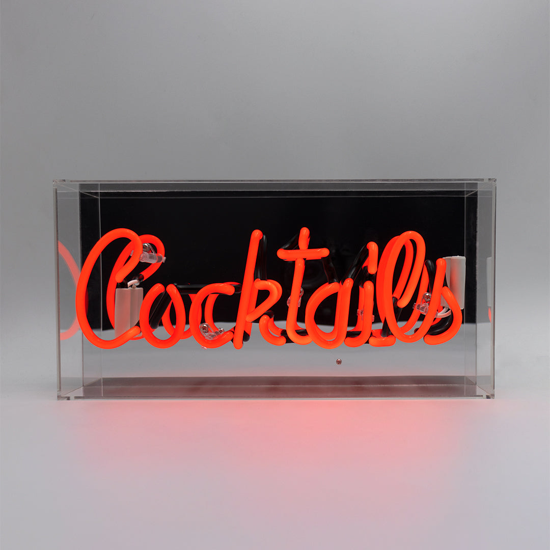 Red 'Cocktails' Acrylic Box Neon Light – Locomocean USA
