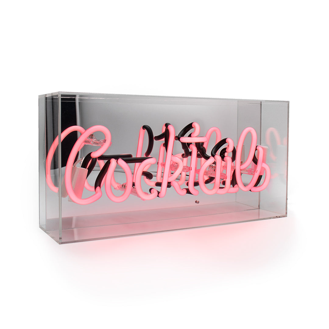 Pink 'Cocktails' Acrylic Box Neon Light – Locomocean USA