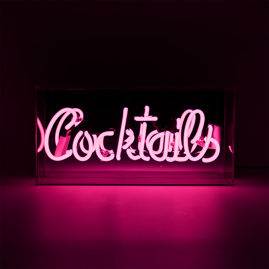 Pink 'Cocktails' Acrylic Box Neon Light – Locomocean USA