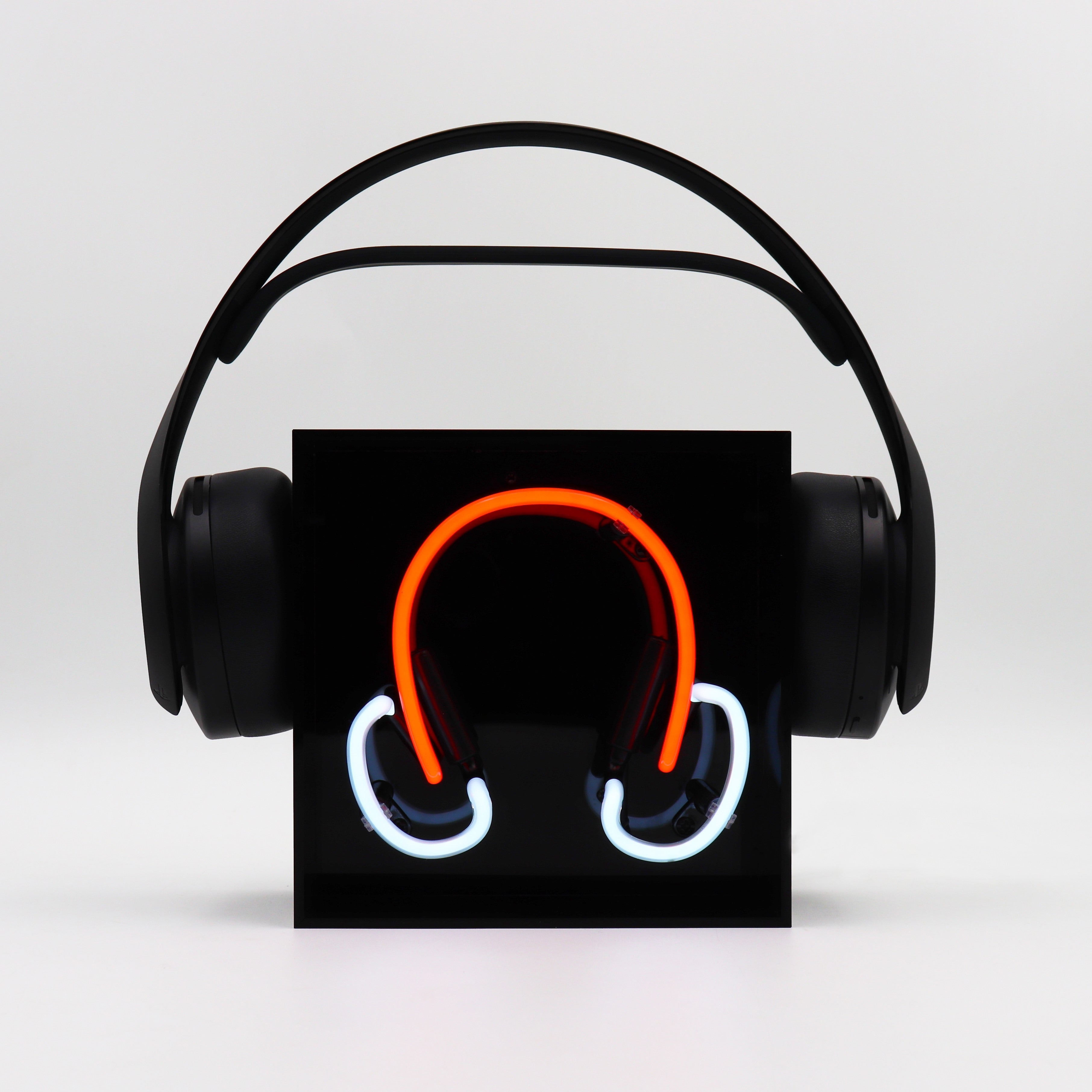 'Headphones' Mini Glass Neon Sign - Red – Locomocean USA